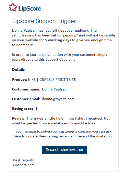 Manage ratings & reviews: Support trigger method | Lipscore