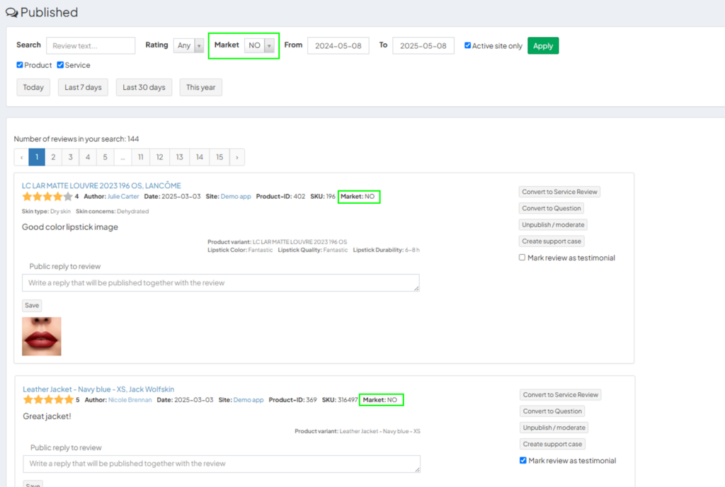 Set up Markets in your Lipscore account | Lipscore